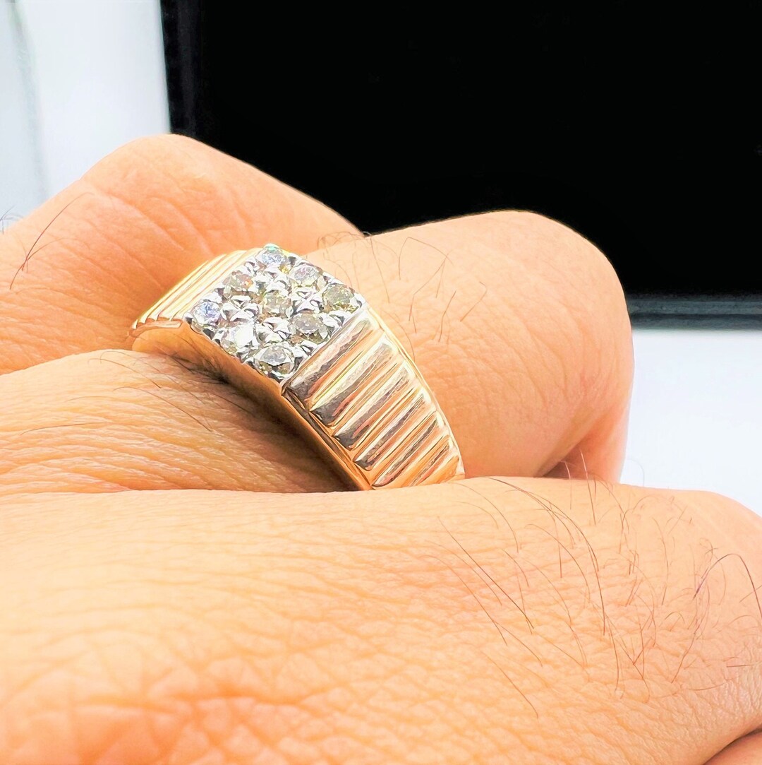 14K/18K Solid Gold Men's Diamond Ring | Natural Diamond Boy's Ring ...