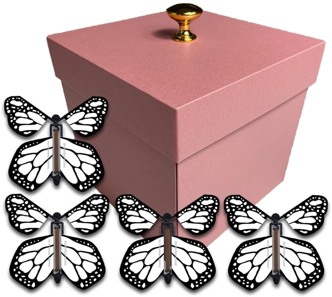 Pink Exploding Butterfly Box With Monarch Flying Butterflies - Etsy