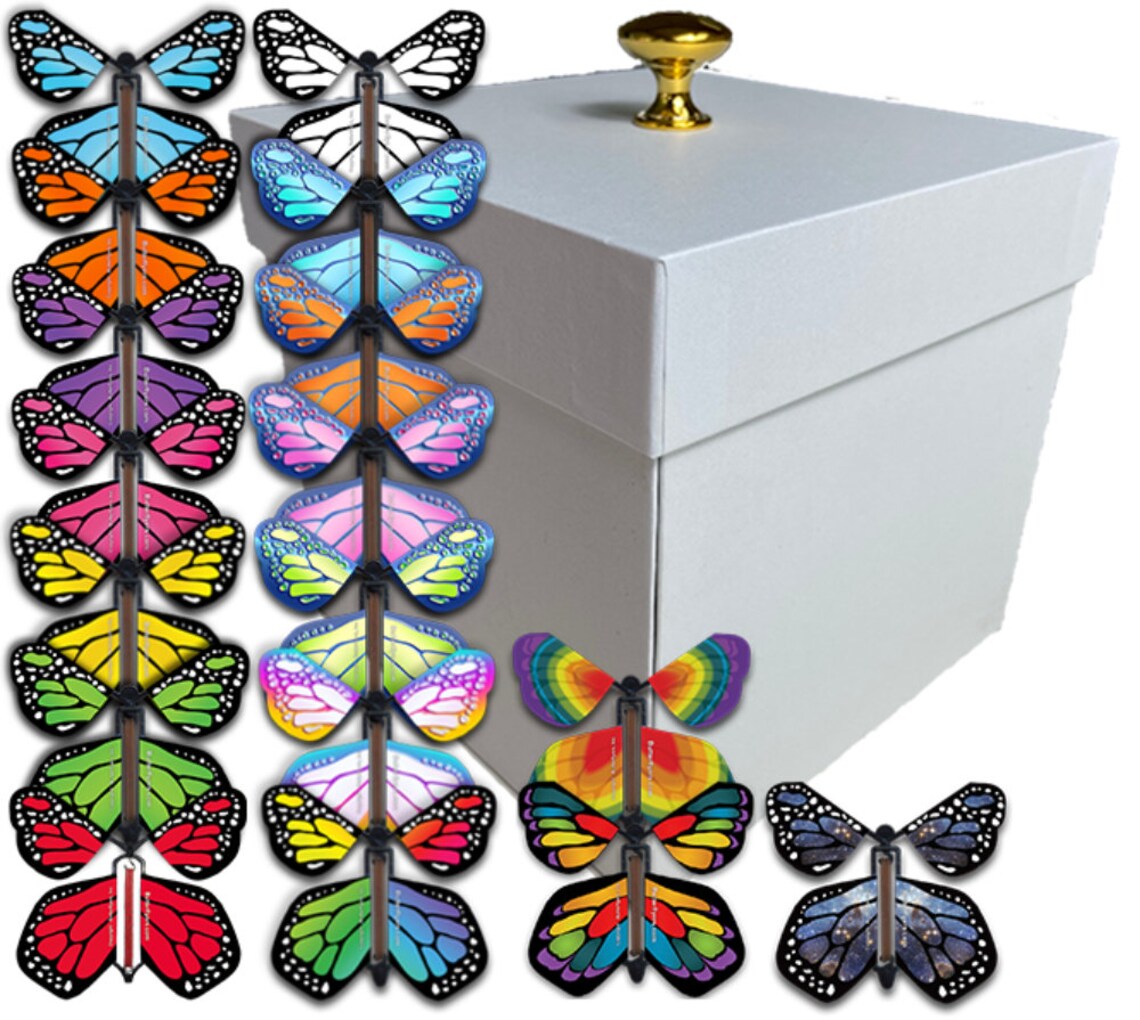 White Exploding Butterfly Box With Monarch Flying Butterflies - Etsy