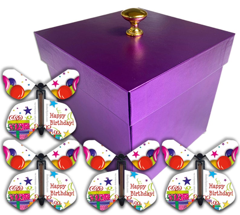 Purple Birthday Exploding Butterfly Gift Box With Flying Butterflies - Etsy