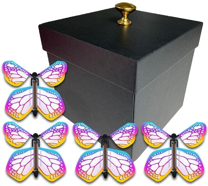 Black Exploding Butterfly Box With Monarch Flying Butterflies - Etsy
