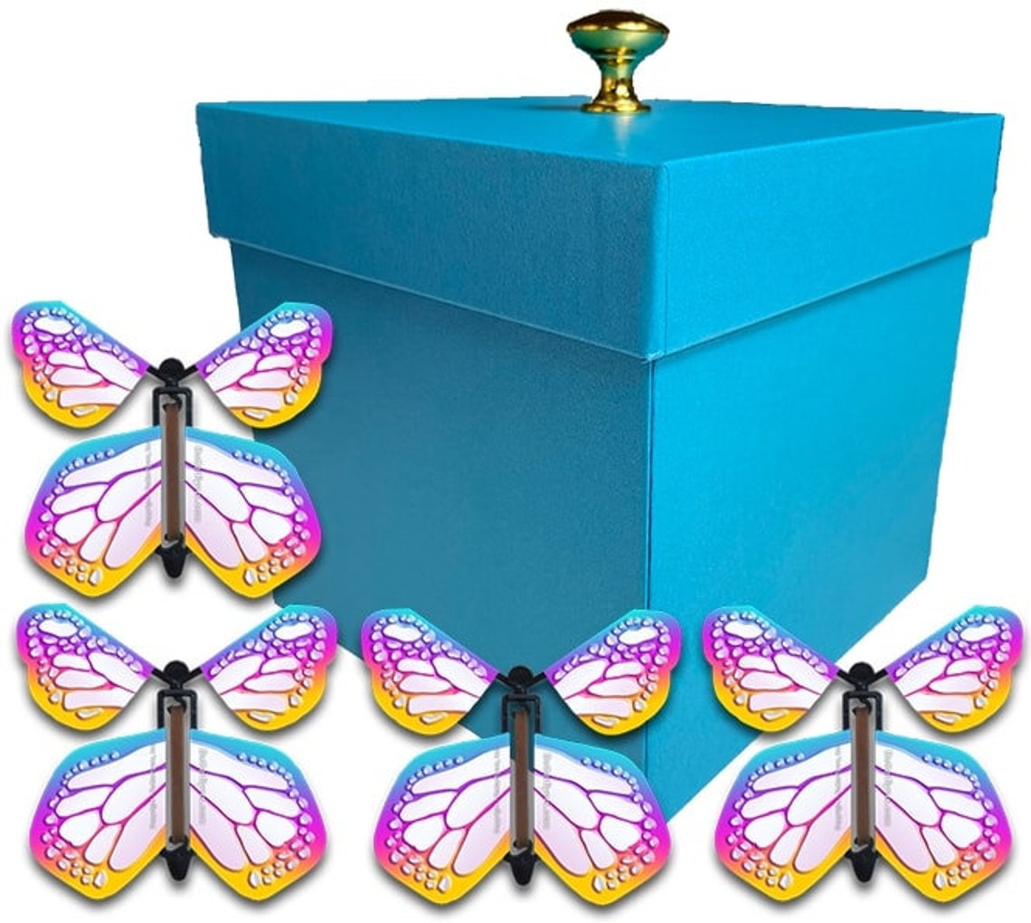 Blue Exploding Butterfly Box With Monarch Flying Butterflies - Etsy