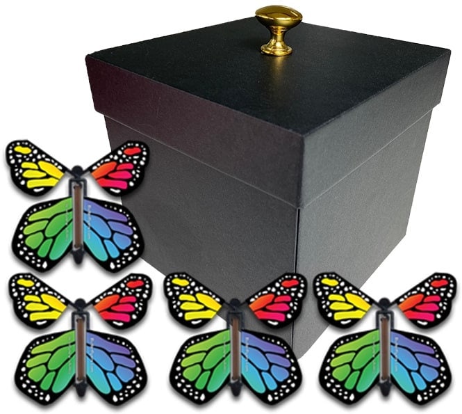 Black Exploding Butterfly Box With Monarch Flying Butterflies - Etsy