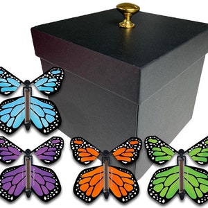 Black Exploding Butterfly Box With Monarch Flying Butterflies - Etsy