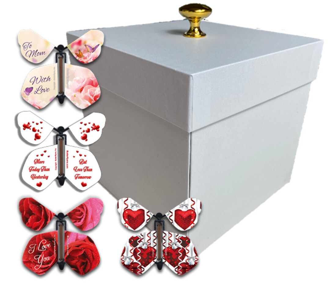 White Mother's Day Exploding Butterfly Box With Flying Butterflies - Etsy