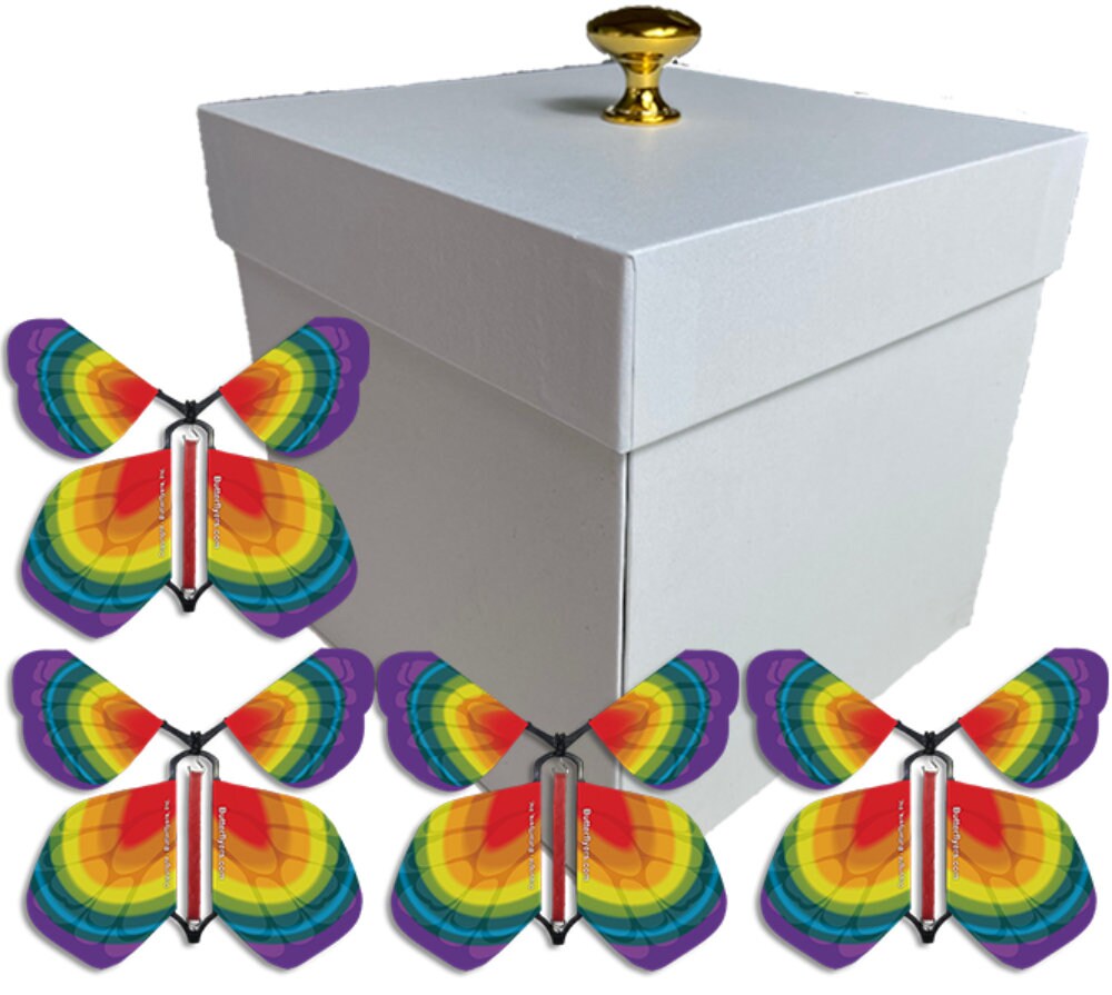 White Exploding Butterfly Box With Monarch Flying Butterflies - Etsy