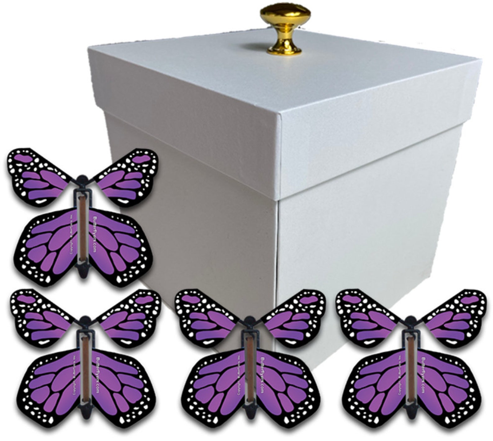 White Exploding Butterfly Box With Monarch Flying Butterflies - Etsy