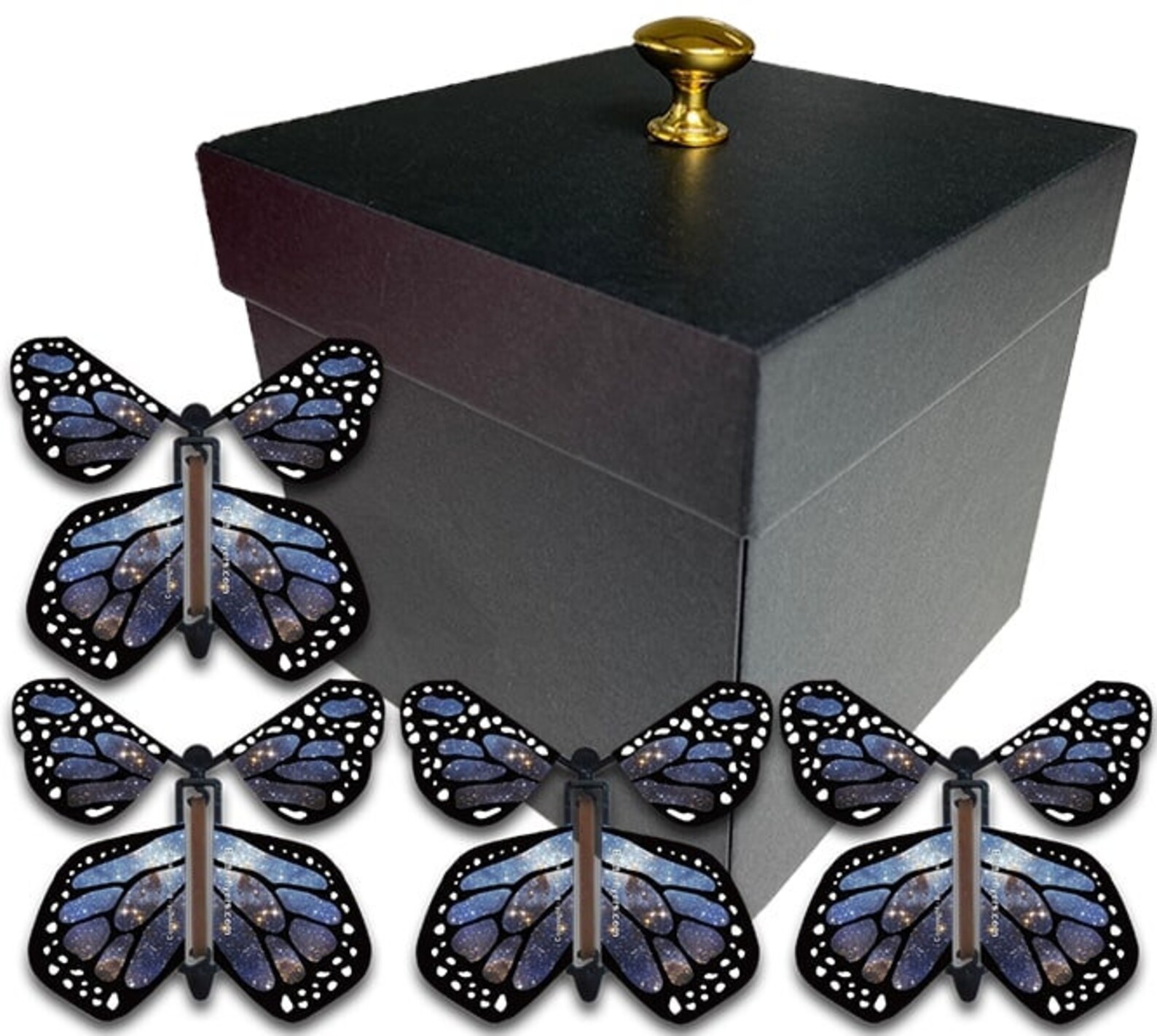 Black Exploding Butterfly Box With Monarch Flying Butterflies - Etsy