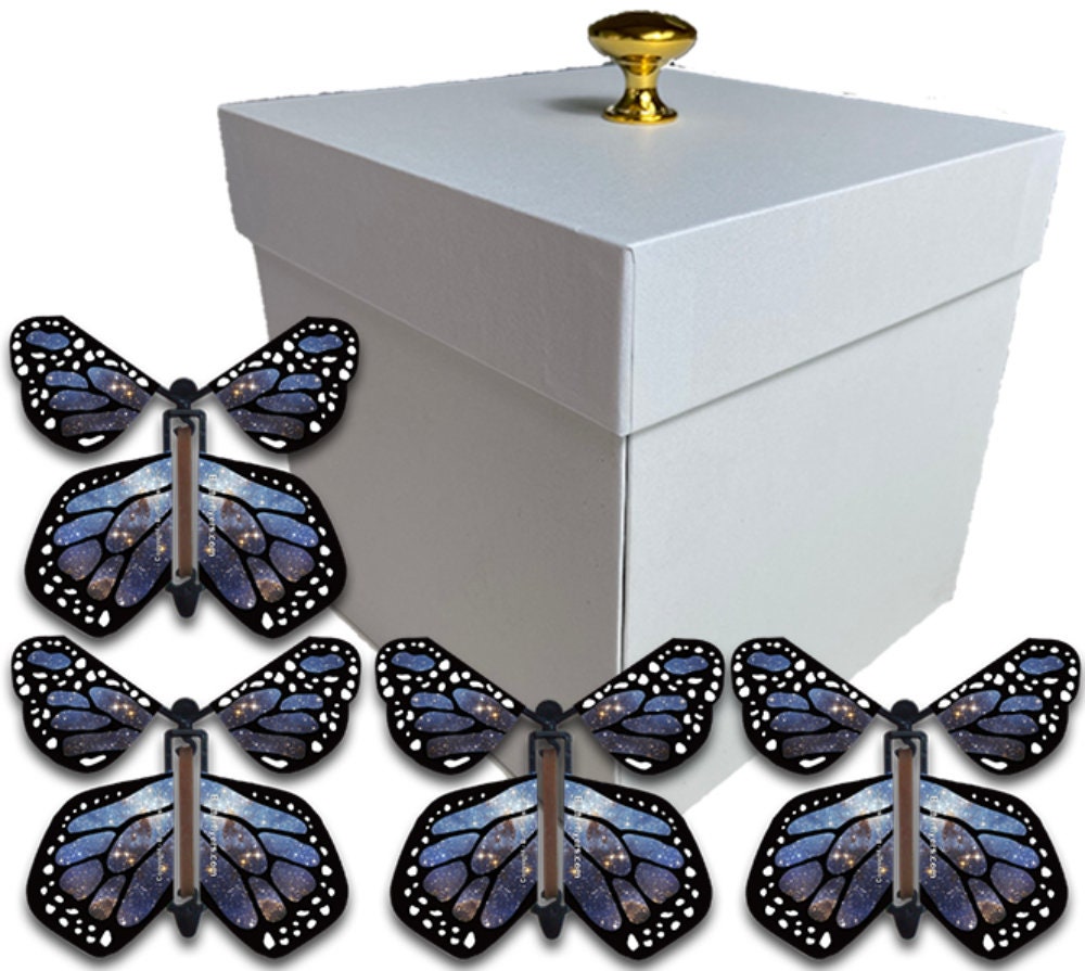 White Exploding Butterfly Box With Monarch Flying Butterflies - Etsy