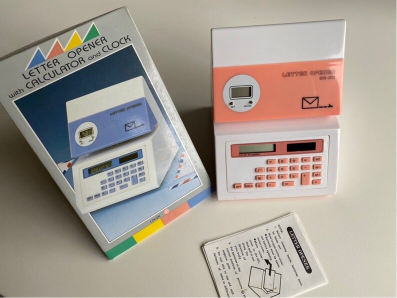 VINTAGE DESIGN CALCULATOR With Letter Opener and Clock Ca. 1980 Unique ...