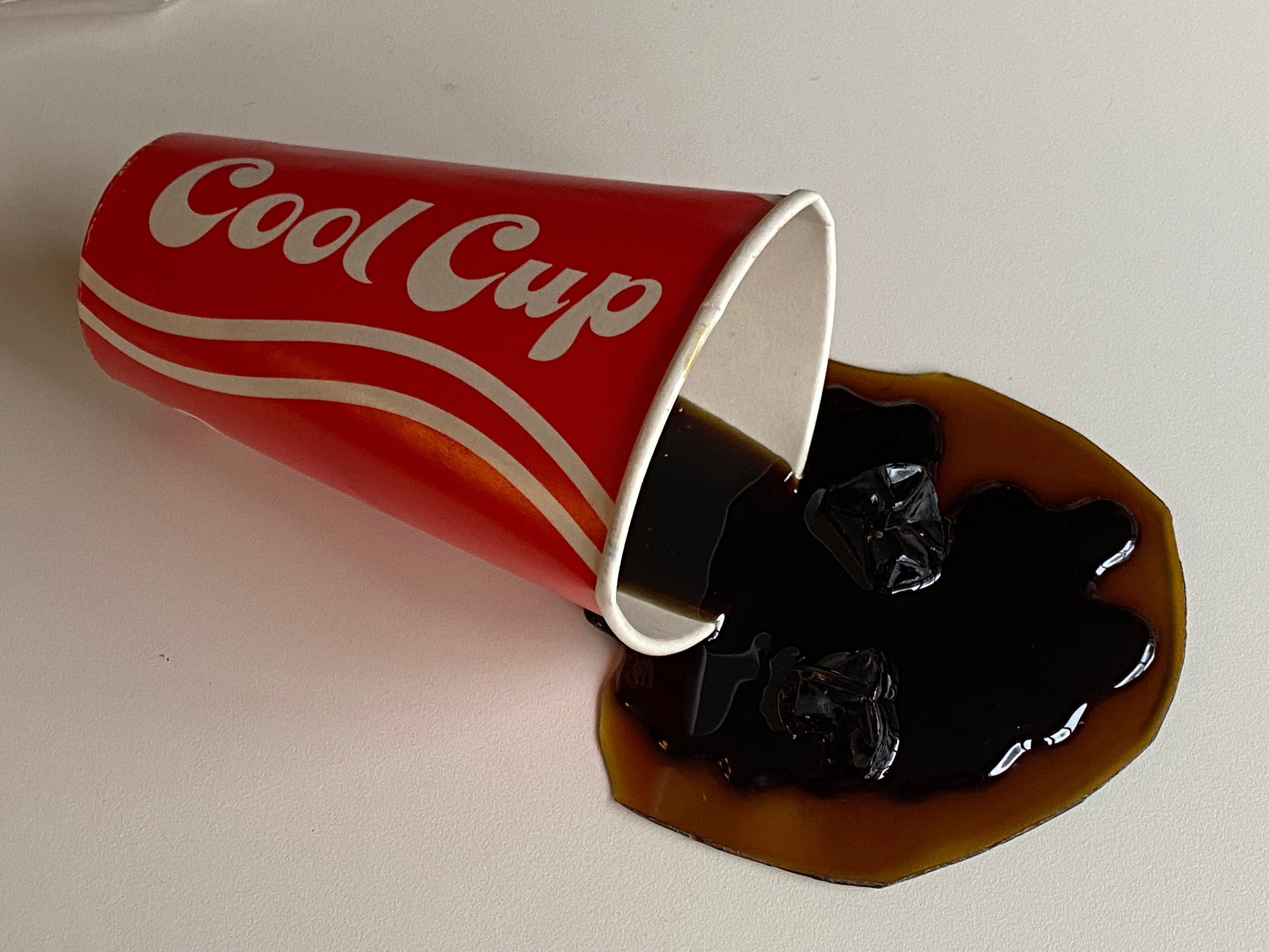 Cool Cup Prank Spilled Drink Coca Cola New Coke Pepsi Royal Crown Vintage 80s Collectible