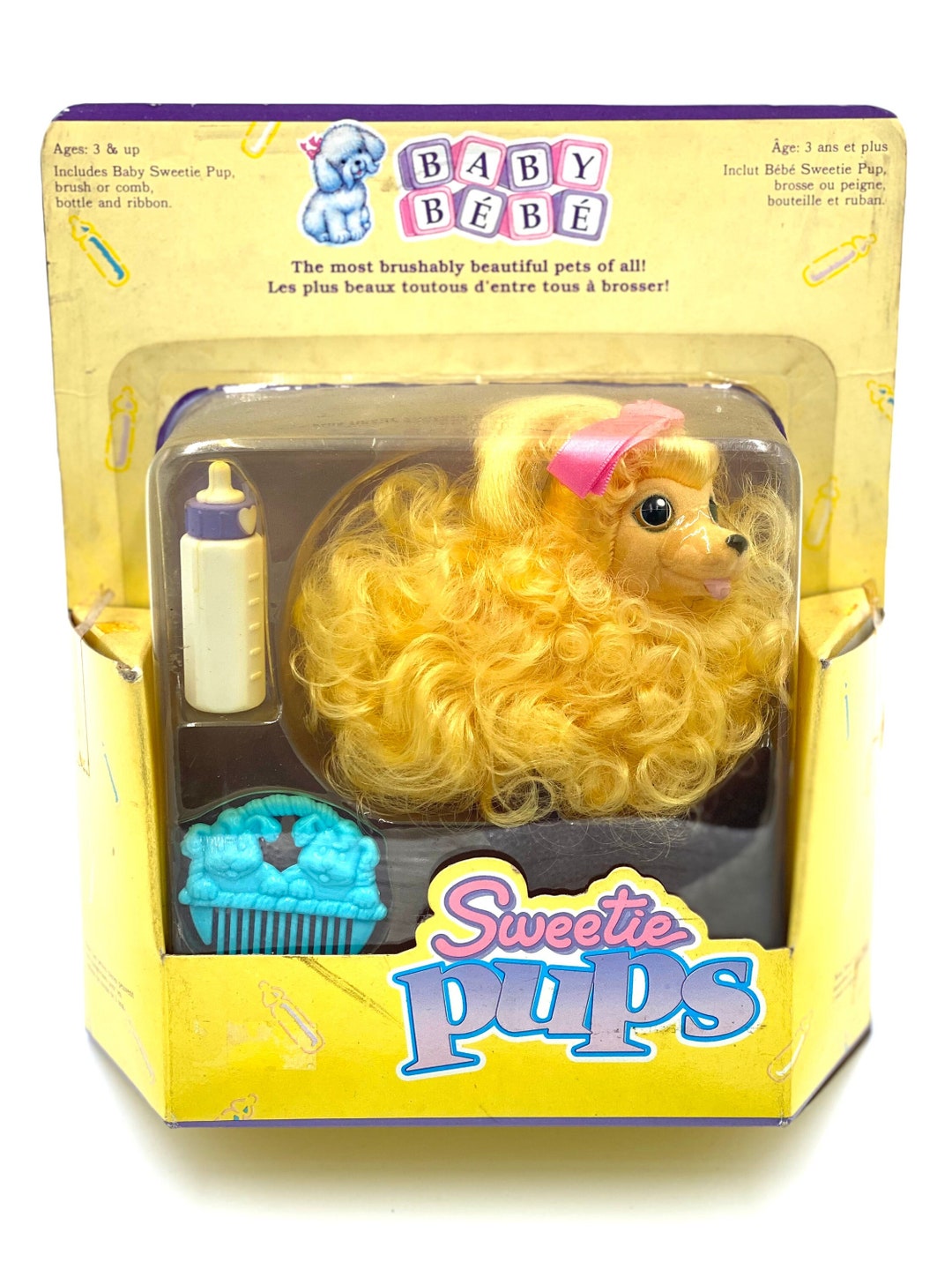 1990 Baby Sweetie Pups Including Brush or Comb, Bottle and Ribbon ...