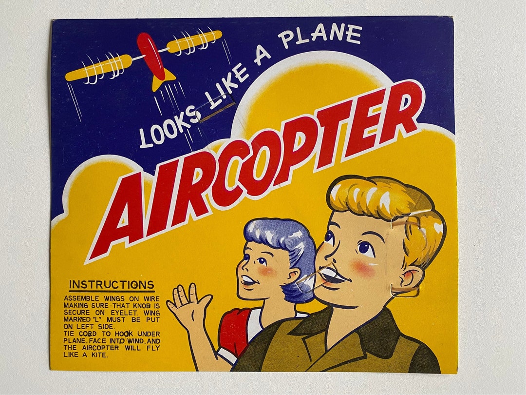 AIRCOPTER DISPLAY CARD Vintage 70s Collectible Instruction Card Looks ...