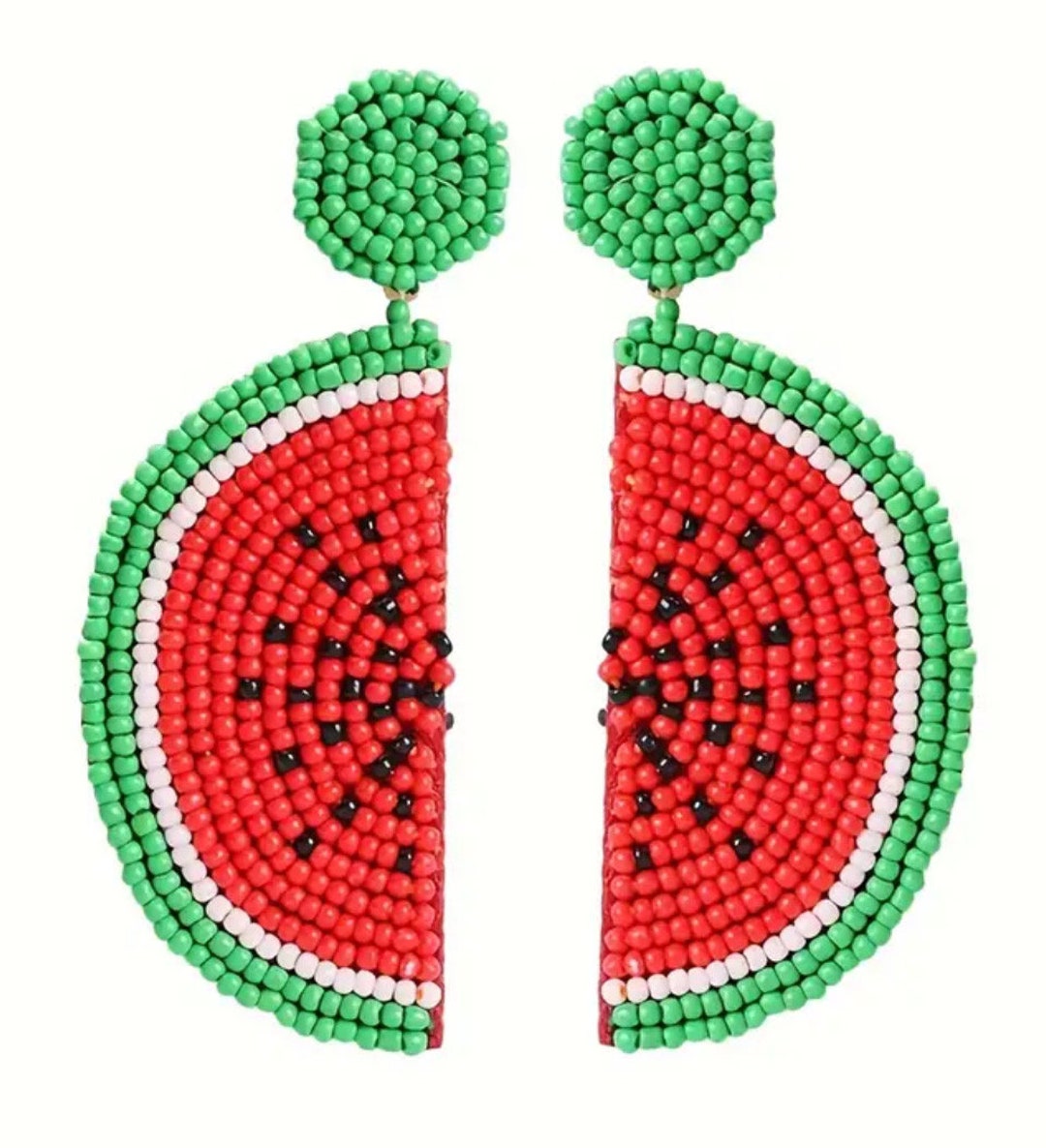 Vibrant Watermelon Bead Drop Earrings, Summer Earrings, Post Backing ...