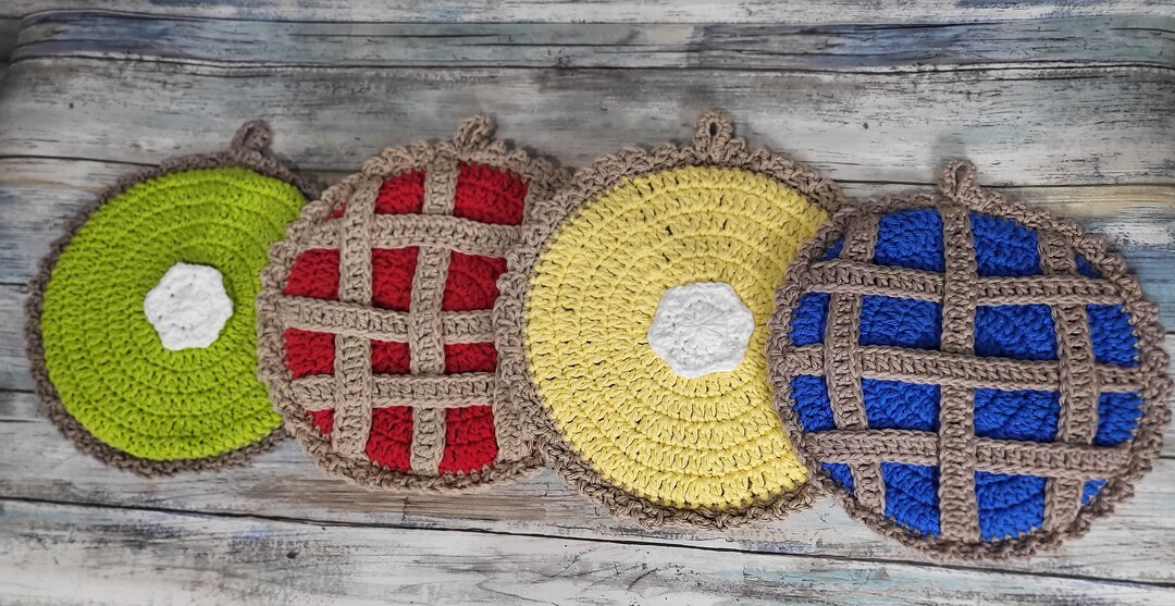 Crochet Pie Pot Holder, Crochet Pie Hot Pad, Fruit Pie Hot Pad - Etsy