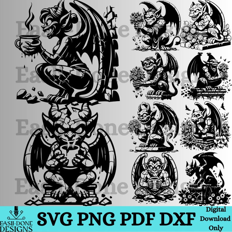 Gargoyle SVG Bundle, Funny Gargoyle Clipart, Coffee Gargoyle Svg Cutter ...