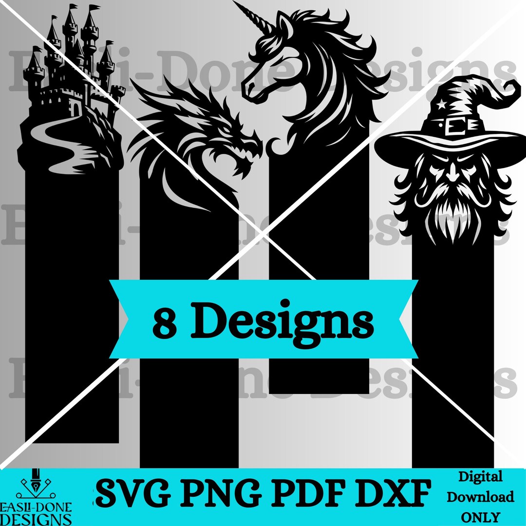 Bookmark SVG Files, Fantasy Bookmark Svg Bundle, Dragon Svg, Wizard Svg ...