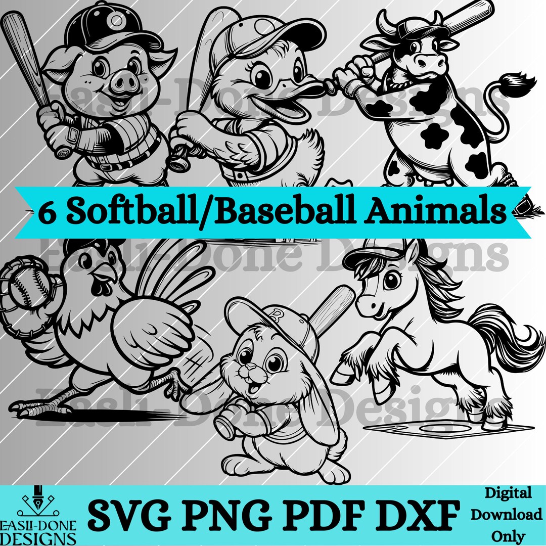 Funny Farm Animal Baseball SVG: Softball Clipart (digital Download) - Etsy