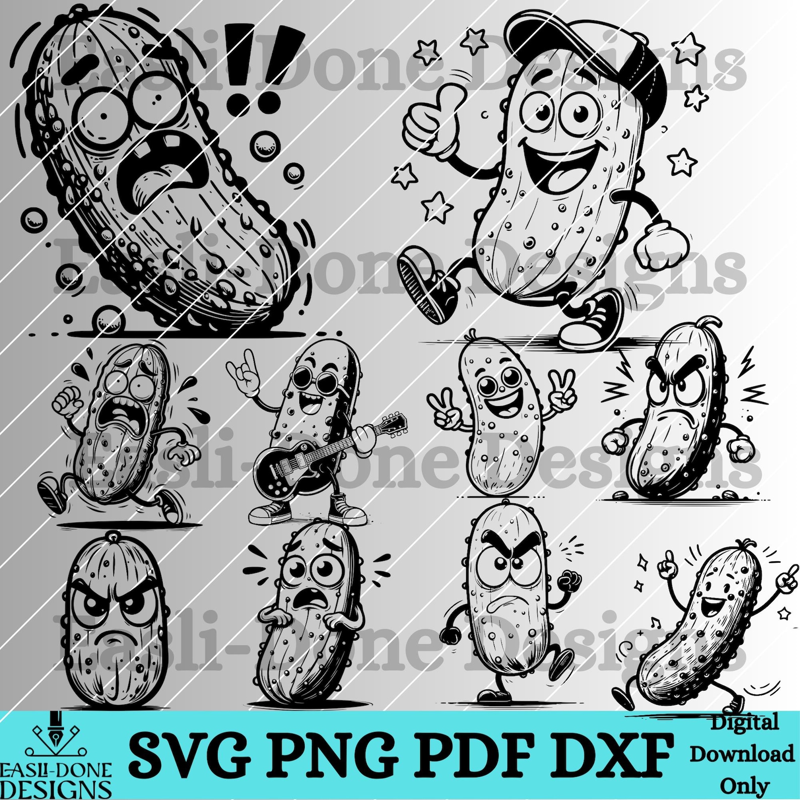 Funny Pickle SVG Bundle: Printable Clipart, Laser Engraving (digital ...