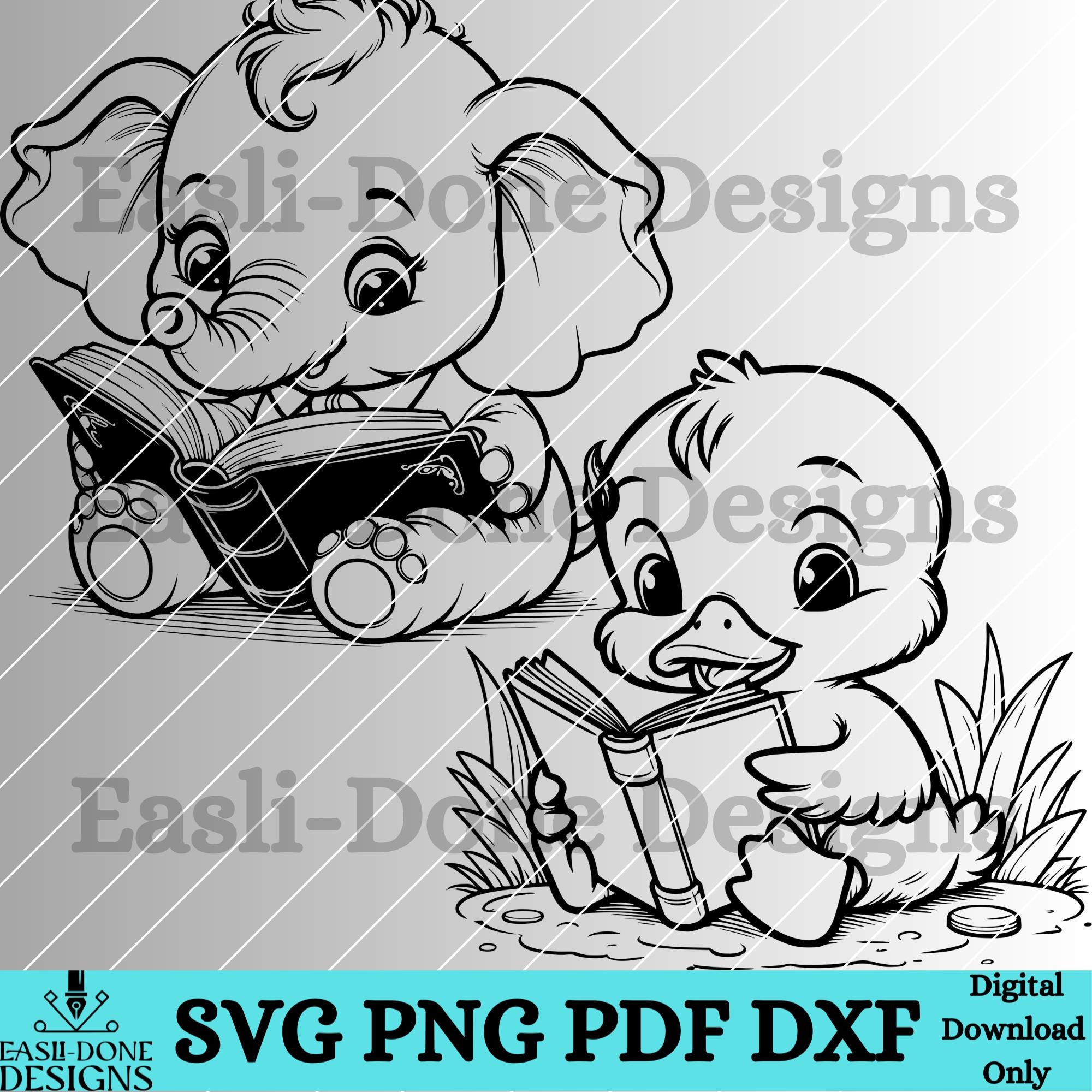 Book Svg Animal Outline Bundle Svg Png Pdf and Dxf Files Instant ...
