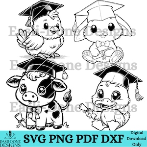 Graduation SVG PNG Files, Wildlife SVG Graduation Cap Svg Farm Animal ...