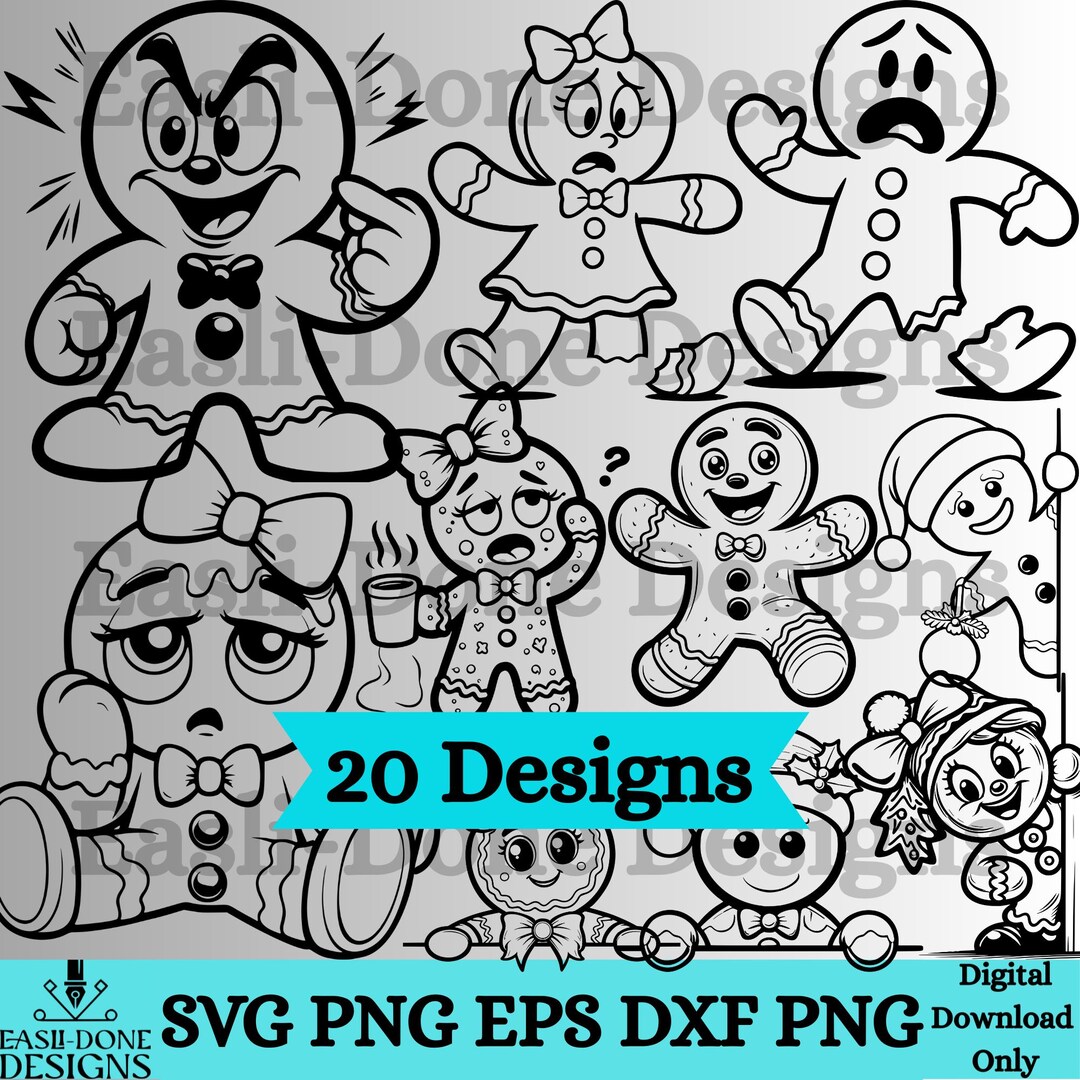 Funny Gingerbread Man SVG Bundle: Gingerbread Girl Clipart, Laser ...