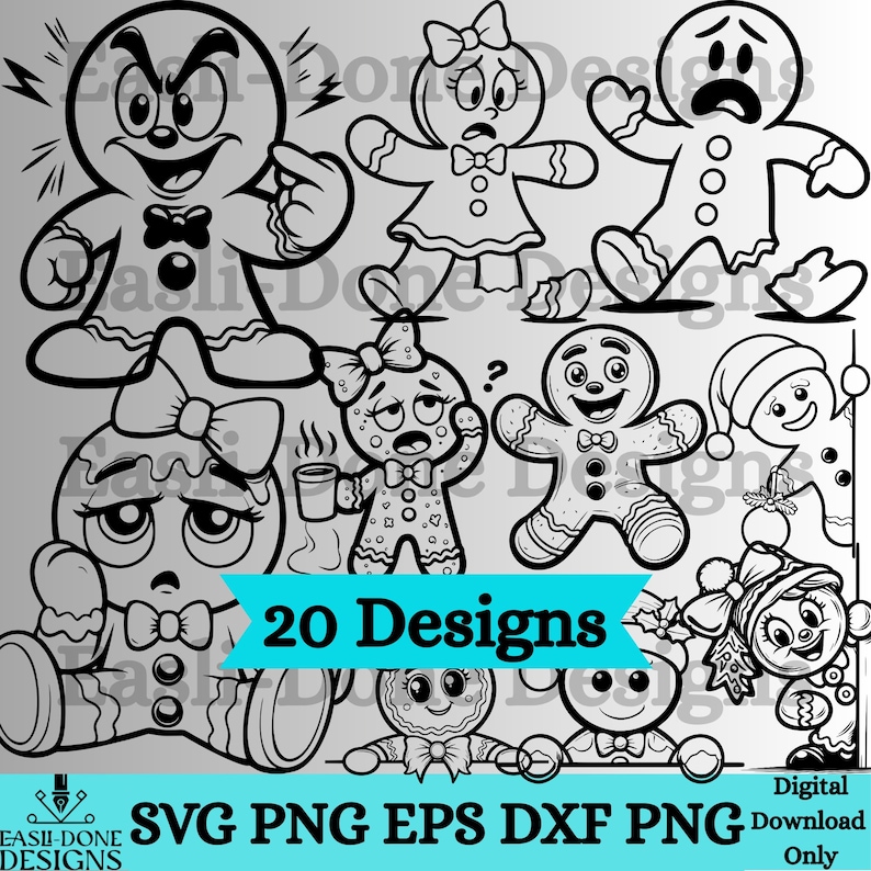 Funny Gingerbread Man SVG Bundle: Gingerbread Girl Clipart, Laser ...