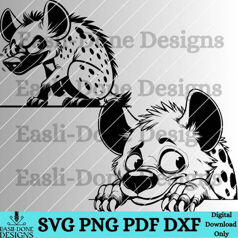 Hyena SVG PNG Pdf and Dxf Files Instant Download, Cute Kawaii Hyena ...