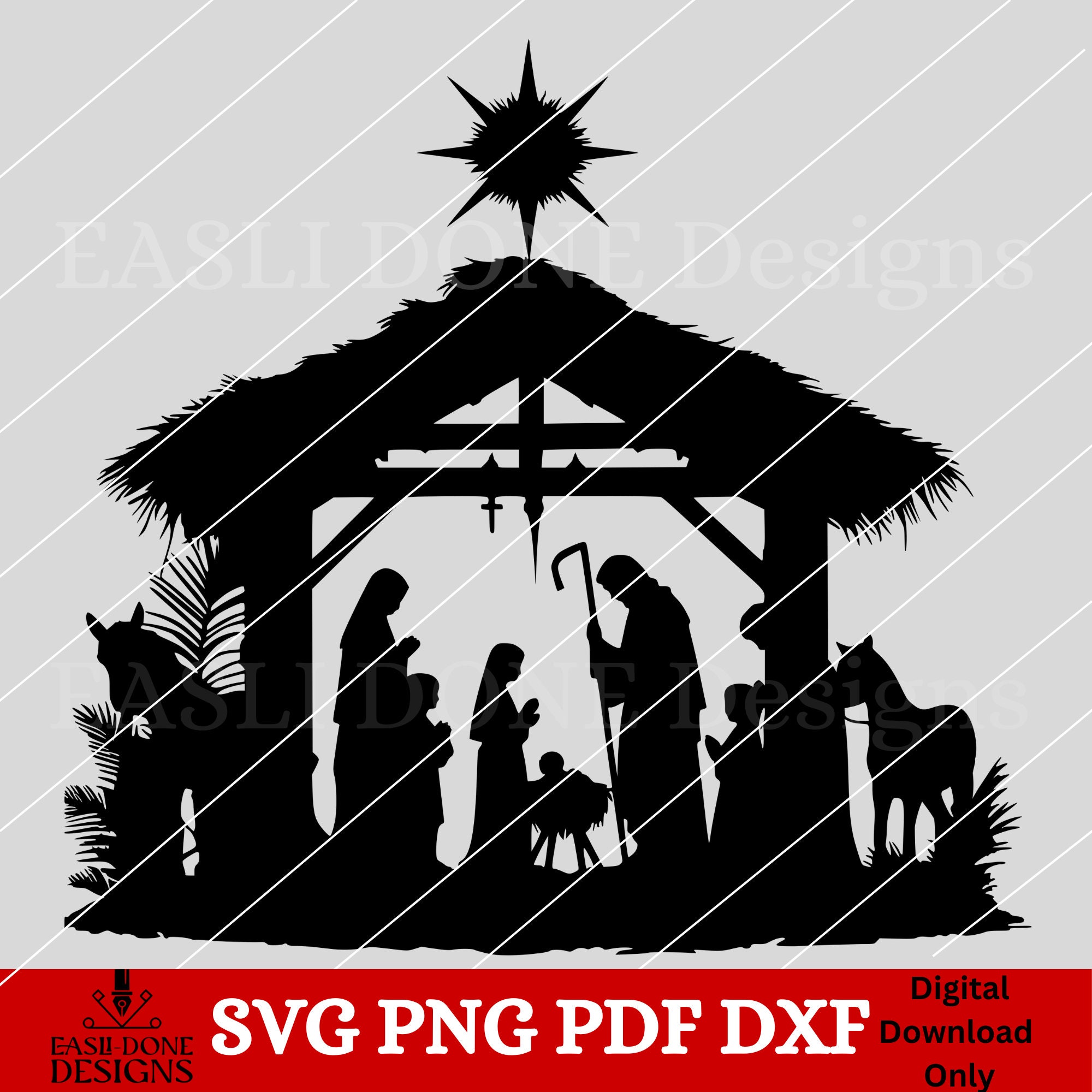 Nativity Scene SVG PNG Cut and Laser Files, DIY Christmas Nativity ...