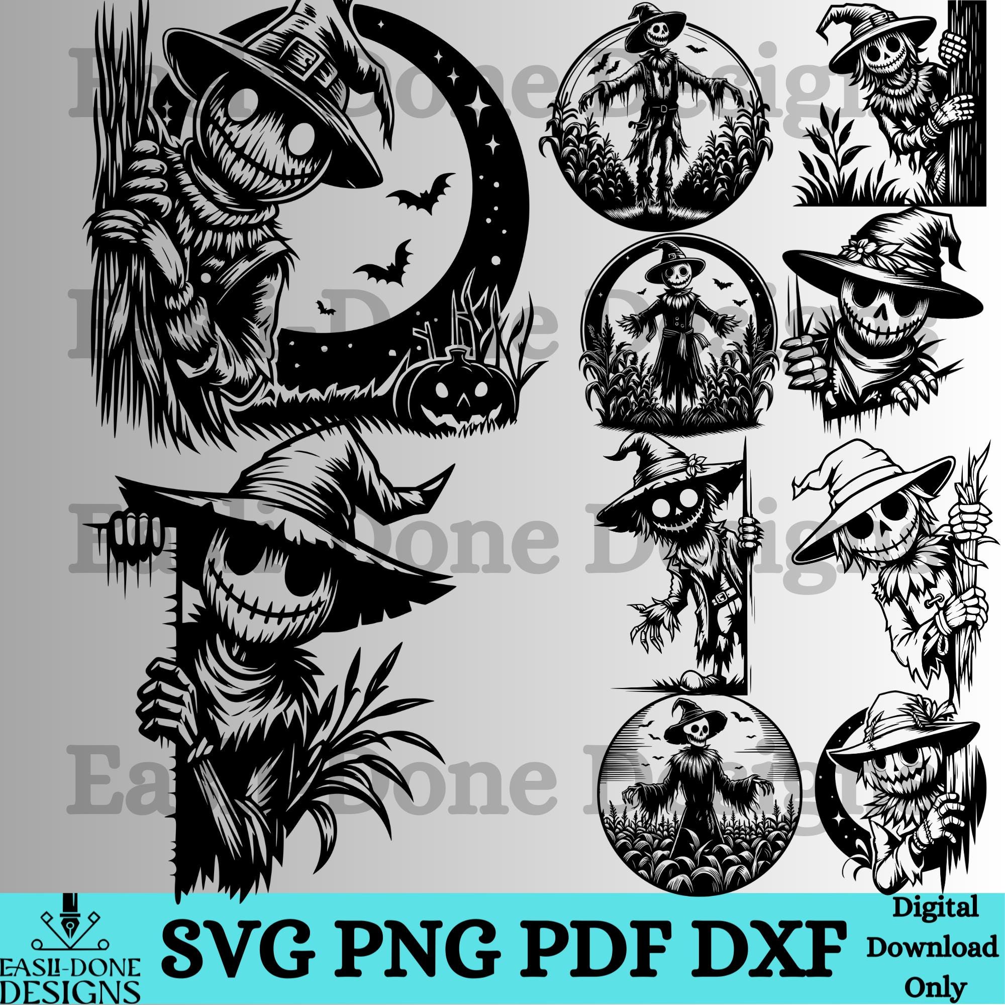 Scarecrow SVG Clipart Bundle: Middle Finger, Peeking, Round and Square ...
