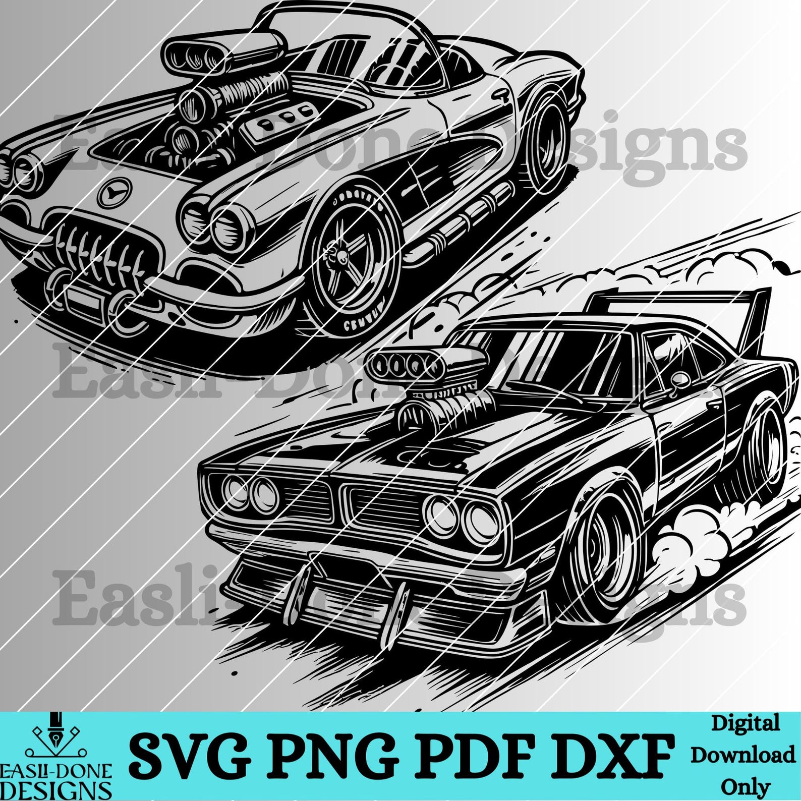 Muscle Car Outline SVG Bundle: Hotrod Clipart (digital Download) - Etsy