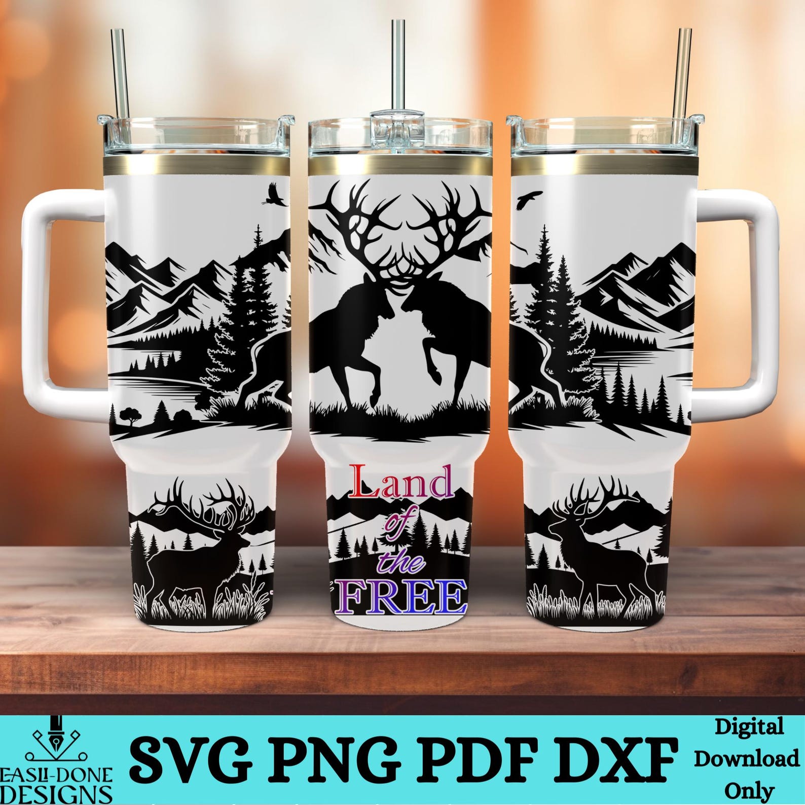 Mountain Elk Tumbler Wrap SVG: Hunting Design, 40oz Cup (digital Files ...