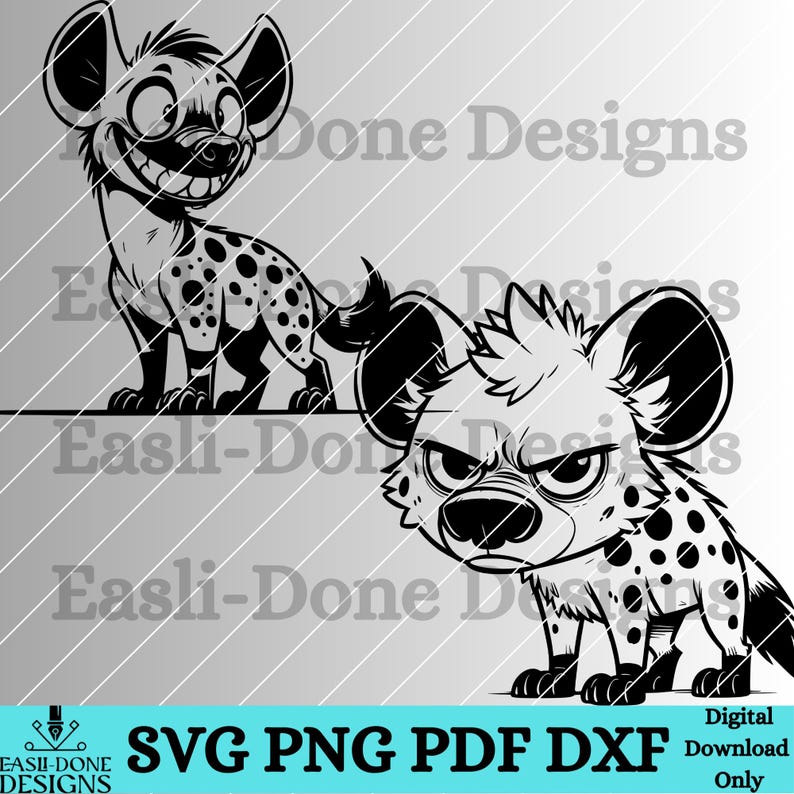 Hyena SVG PNG Pdf and Dxf Files Instant Download, Cute Kawaii Hyena ...