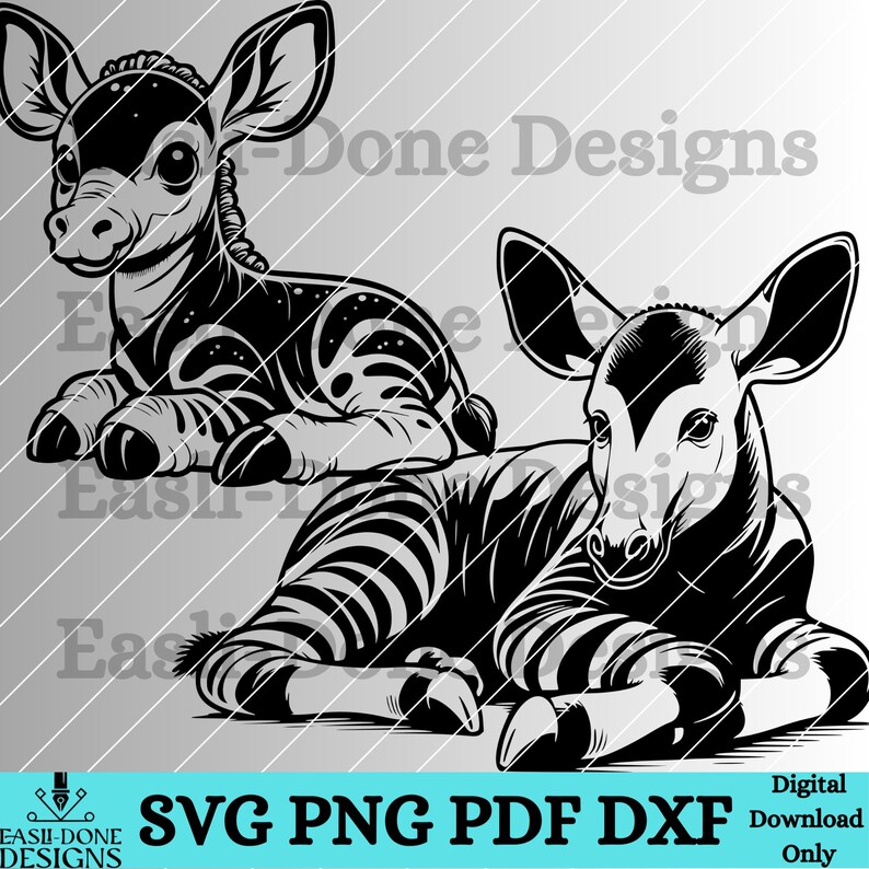 Okapi Outline Bundle SVG PNG Pdf and Dxf Files Instant Download Baby ...