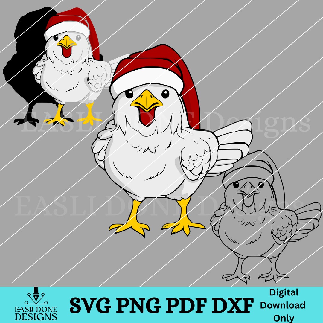 Christmas Chicken SVG Clipart, Santa Hat Chicken (digital Download) - Etsy