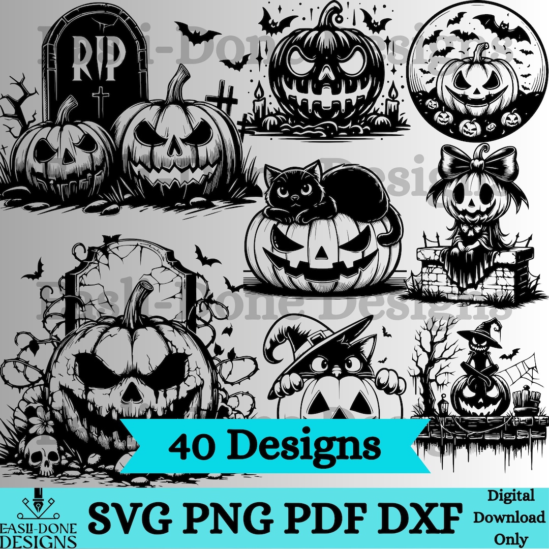 Jack-o-lantern SVG Bundle: Halloween Pumpkin Clipart (digital Download ...