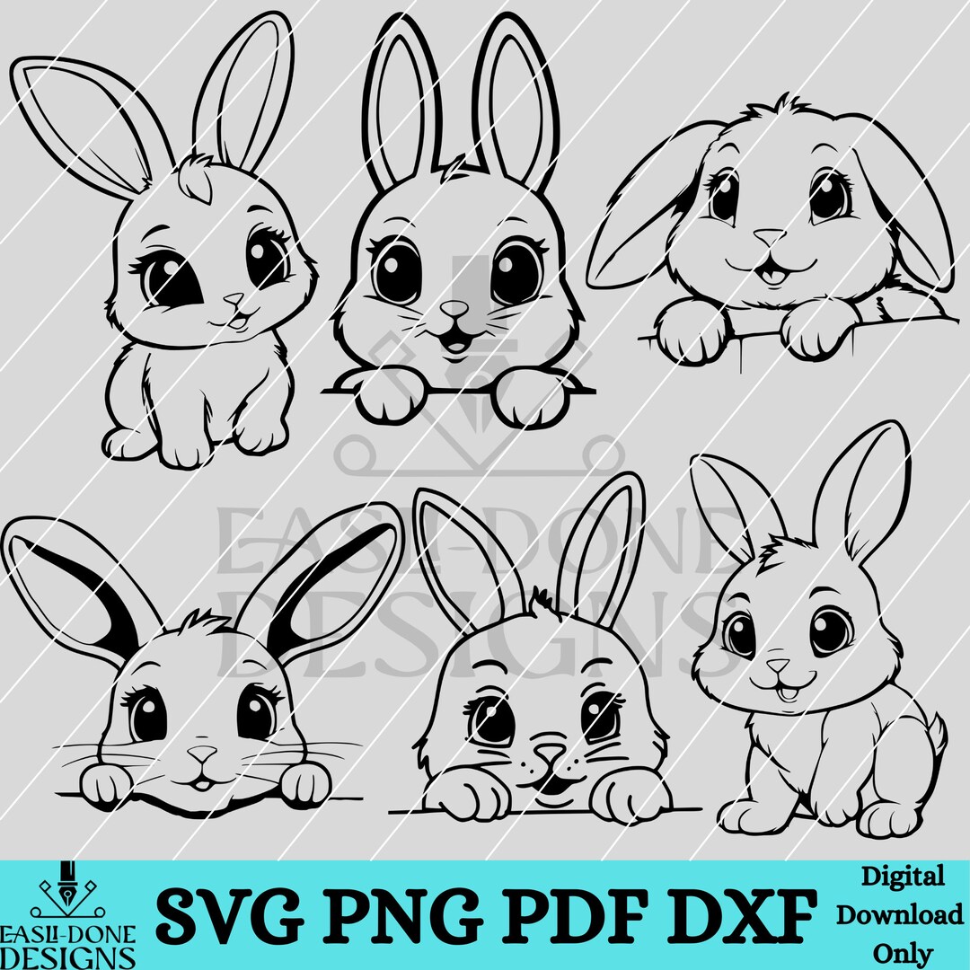 Easter Bunny SVG Cut File and PNG Sublimation Bundle for Crafters Cute ...