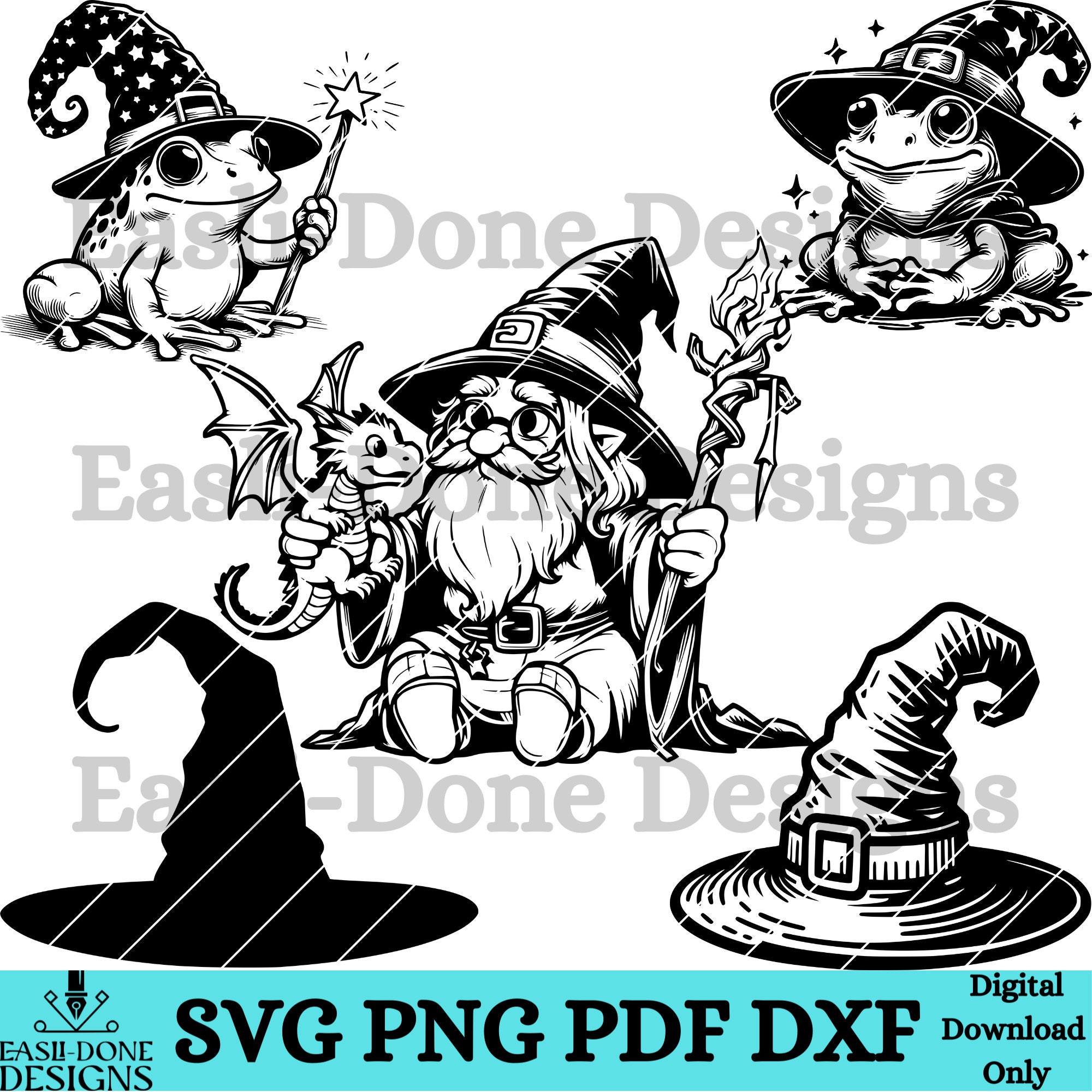 Magic Wizard SVG Wizard Hat PNG Kawaii Sorcerer Clipart Magic Wand SVG ...