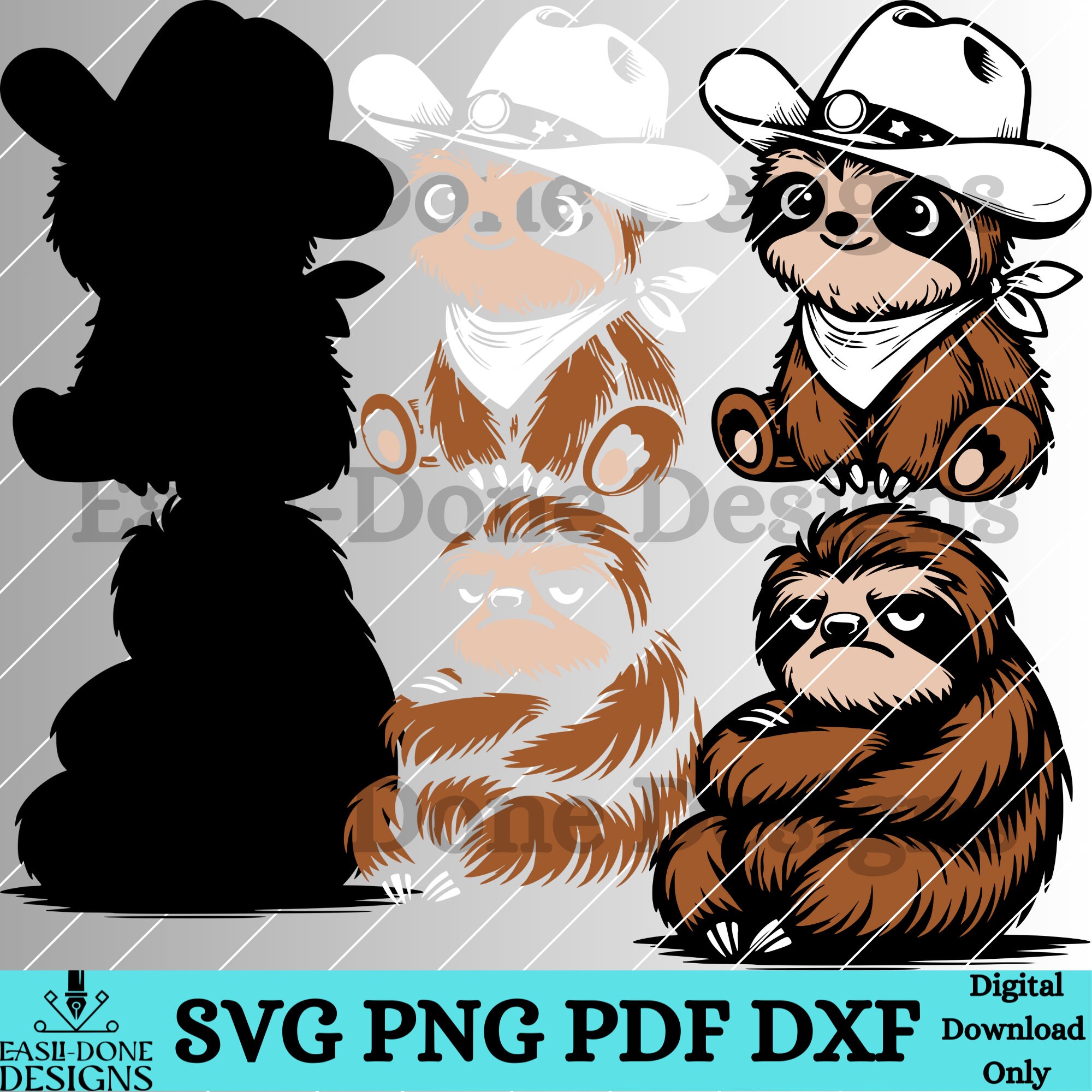 Sloth Layered Bundle 6 SVG PNG Pdf and Dxf Files Instant Download, Cute ...