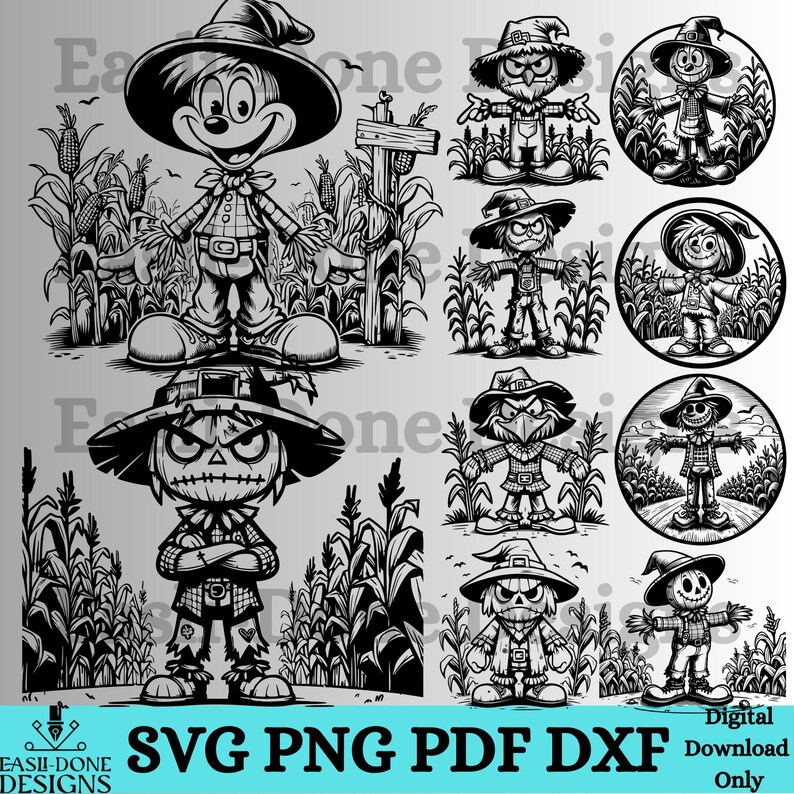 Scarecrow SVG Clipart Bundle: Middle Finger, Peeking, Round and Square ...