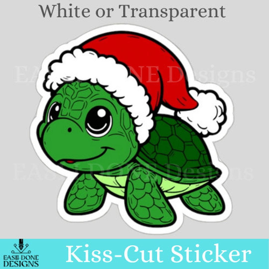 Christmas Sea Turtle Kiss-cut Stickers, Sea Turtle Decal, Water Bottle ...