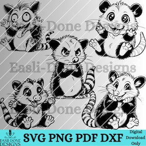 Possum SVG PNG Pdf and Dxf Files Instant Download Bundle 10 Cute Animal ...