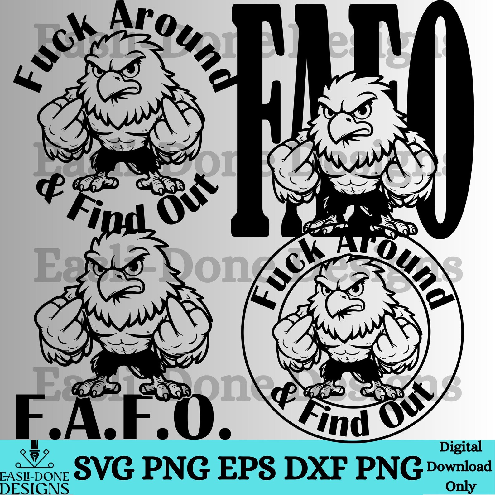 FAFO SVG Bundle: Funny Sarcastic American Eagle Shirt Design (digital ...