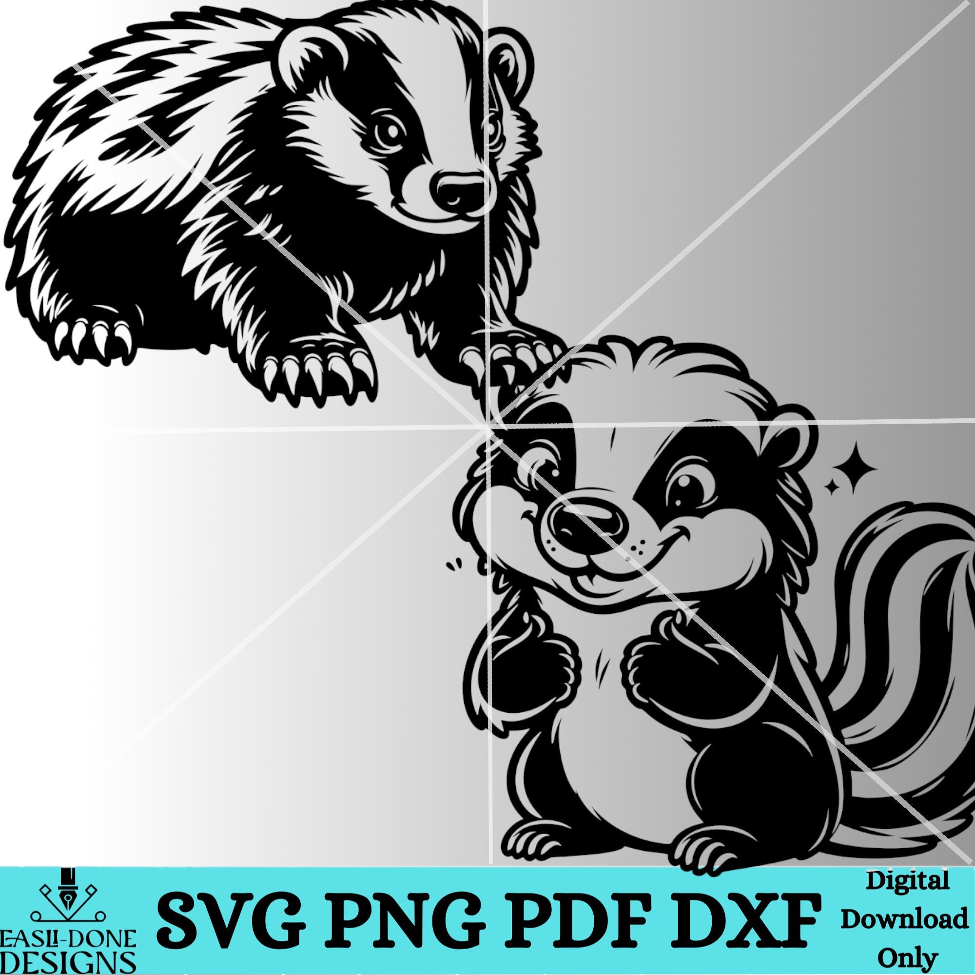 Honey Badger Outline Bundle SVG PNG Pdf and Dxf Safari Animal Svg ...