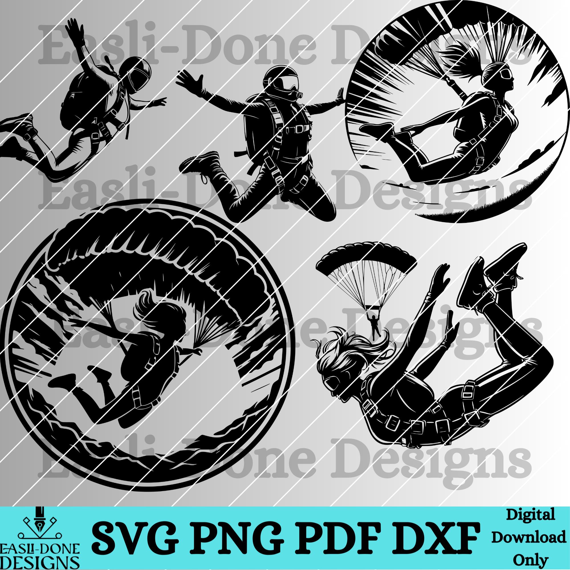 Skydive SVG Bundle: Parachute Clipart, Laser Engraving, Cricut (digital ...