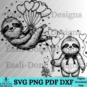 Sloth Valentine SVG Bundle: Heart Balloon Clipart (digital Download) - Etsy