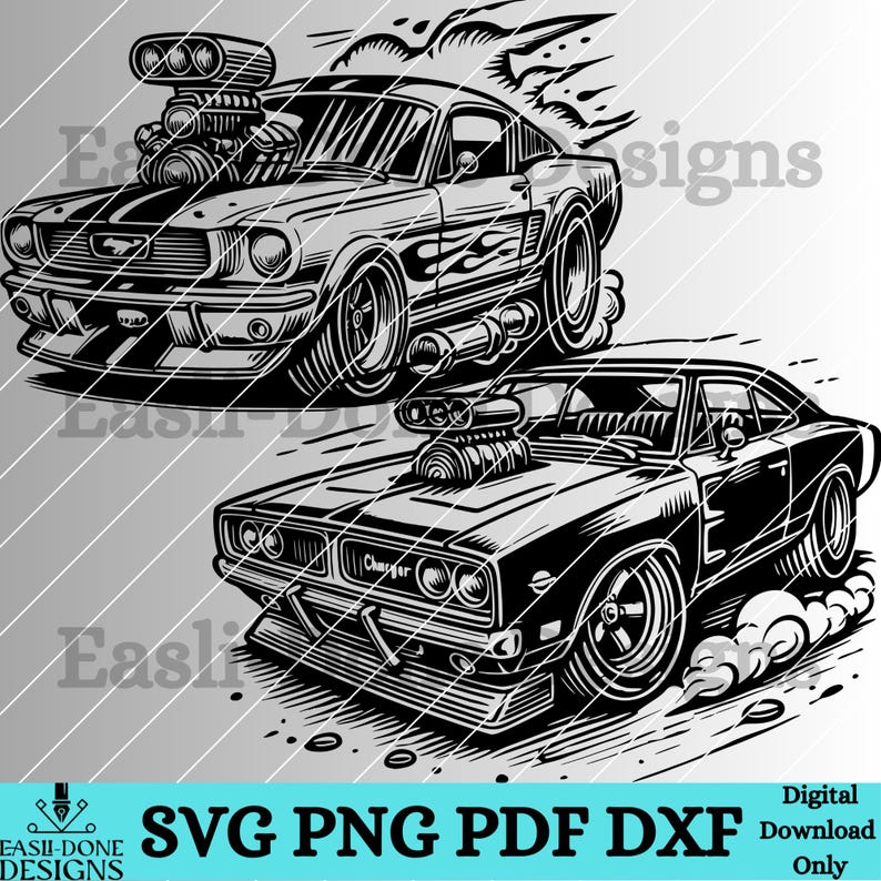 Muscle Car Outline SVG Bundle: Hotrod Clipart (digital Download) - Etsy