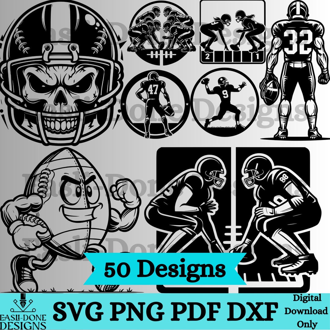 Football SVG Bundle: Player Silhouette, Laser Cut Files (digital ...