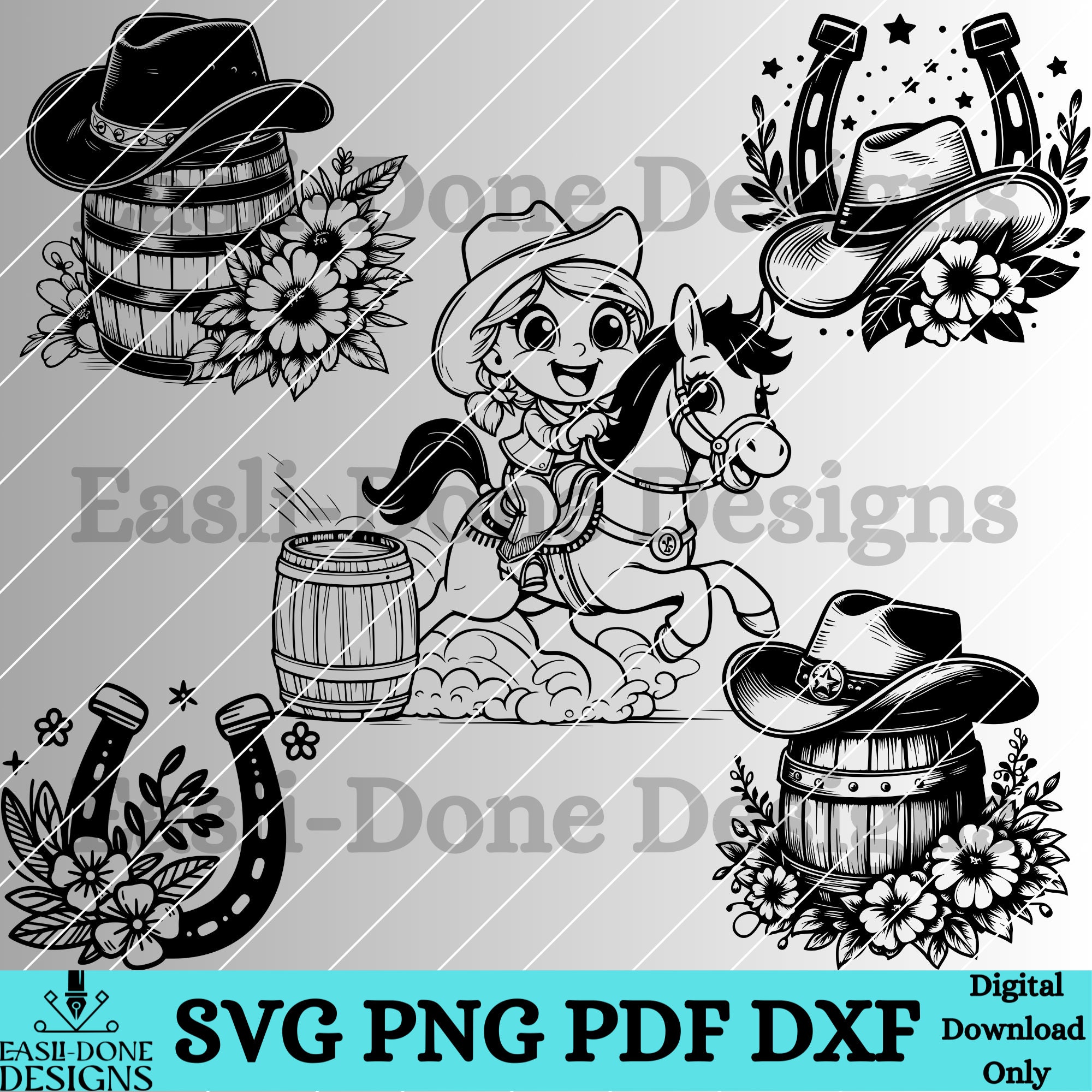 Barrel Racing SVG Outline Bundle 10 Svg Png Pdf and Dxf Files Instant ...