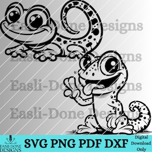Gecko Lizard SVG PNG Pdf and Dxf Files Instant Download, Cute Gecko ...